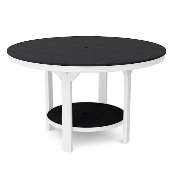Wildridge Heritage Black and White HDPE Plastic Outdoor 60 in. Pub ...