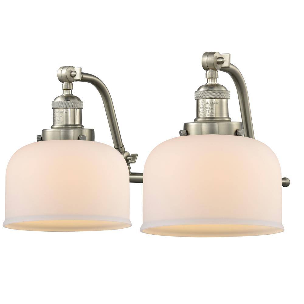 Innovations Bell 18 in. 2 Light Brushed Satin Nickel, Matte White ...