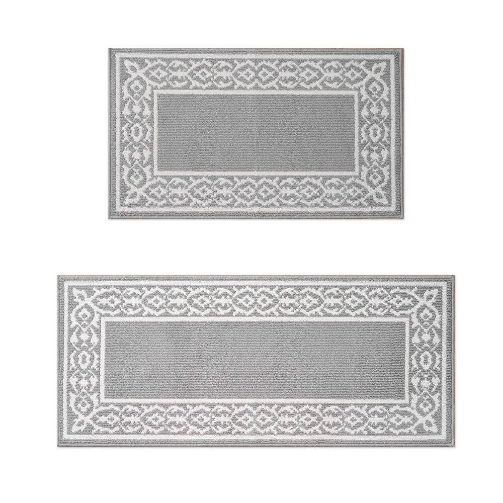 Laura Ashley Lorreta 2-Tone Light Gray/Ivory 2 ft. x 5 ft Border 2 ...