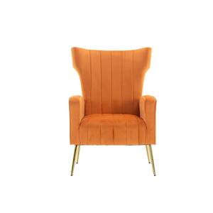 JAYDEN CREATION Jacob Orange Tufted Accent Wingback Chair with Golden ...