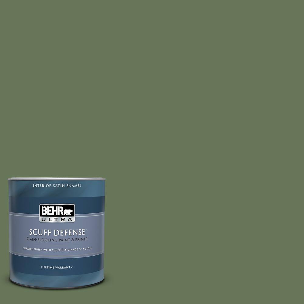 BEHR ULTRA 1 qt. #PPU10-01 Scallion Extra Durable Satin Enamel Interior ...