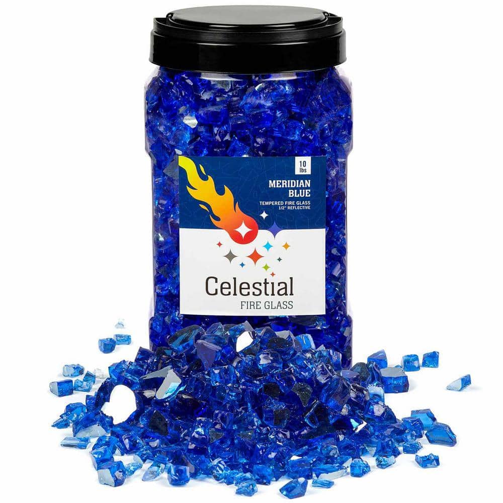 Celestial Fire Glass 1/2 in. 10 lbs. Meridian Blue Reflective Tempered ...