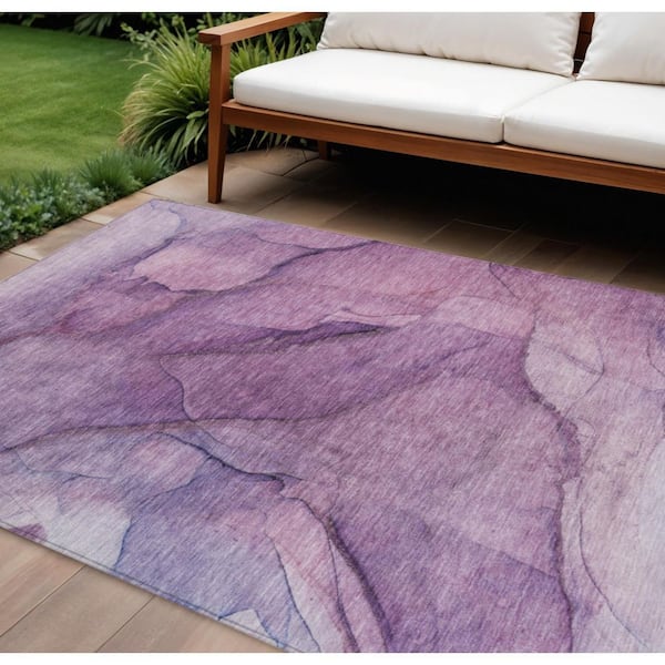 HomeRoots Purple, Lilac, Lavender 8 ft. x 10 ft. Woven Abstract ...