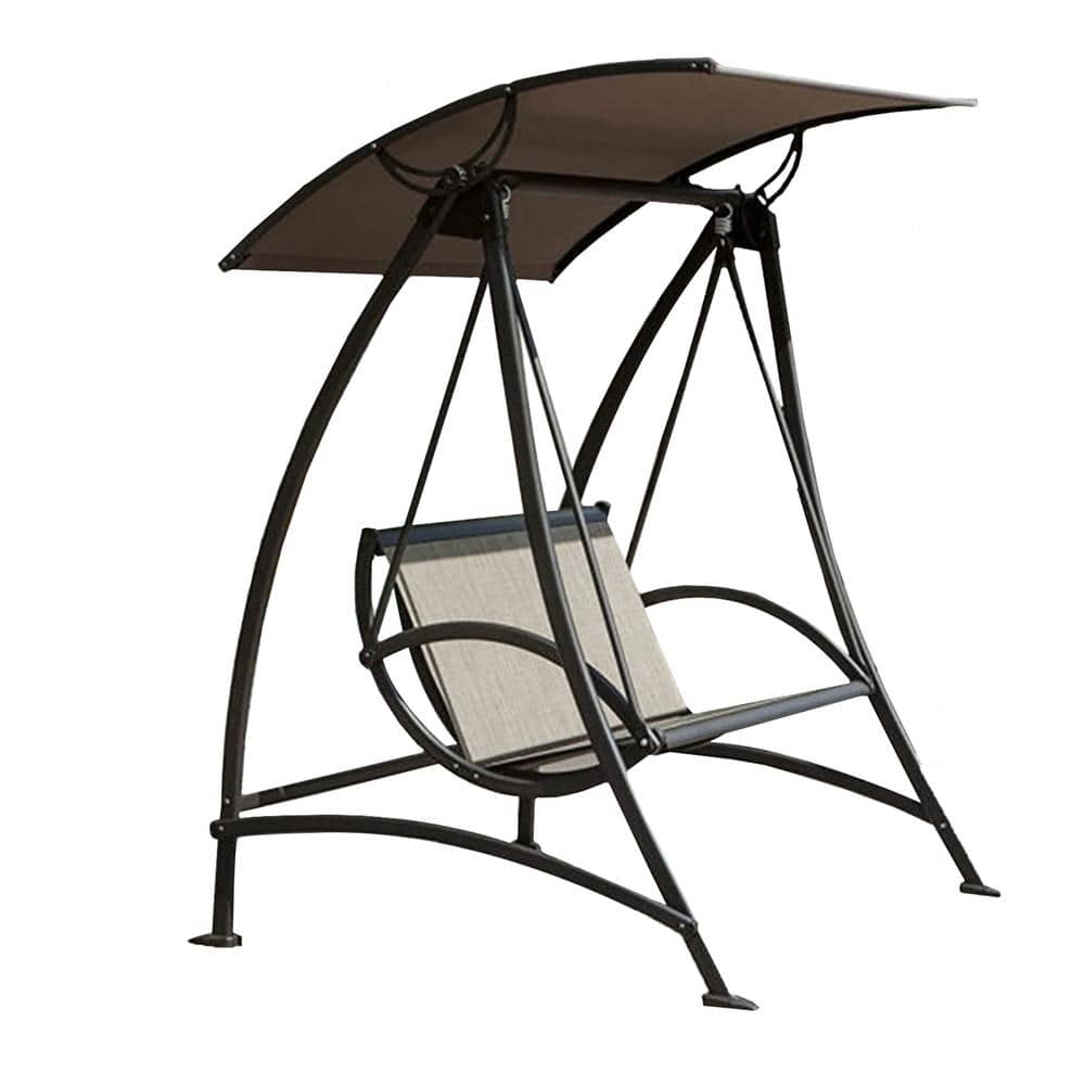 maocao hoom 52 in. Brown 2-Person Steel Sling Outdoor Patio Swing ...