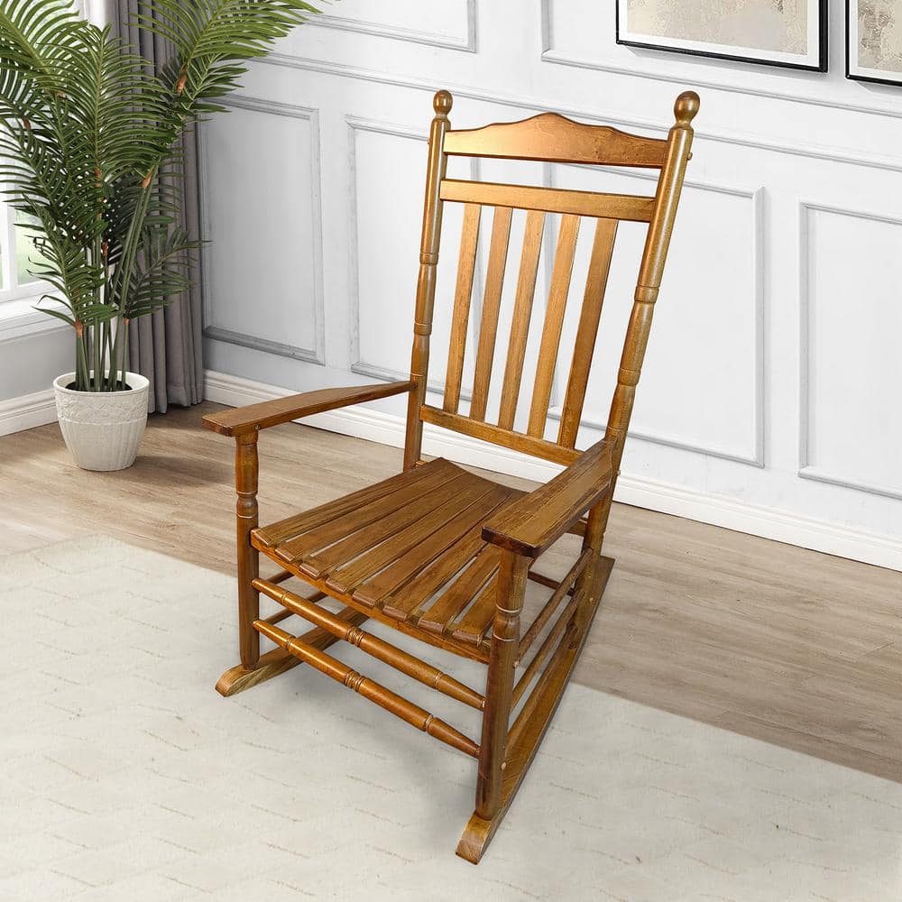 Natural Comfort Wood Outdoor Rocking Chair Balcony Porch Adult Rocking ...