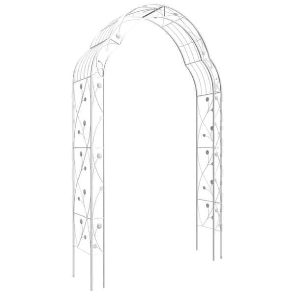 98.4 in. x 59 in. White Gothic Metal Garden Arbor, Rust-Resistant Arch ...
