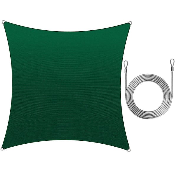 AMGO 18 ft. x 18 ft. Square Pro Ring Sun Shade Sail with Rope-Green AR ...