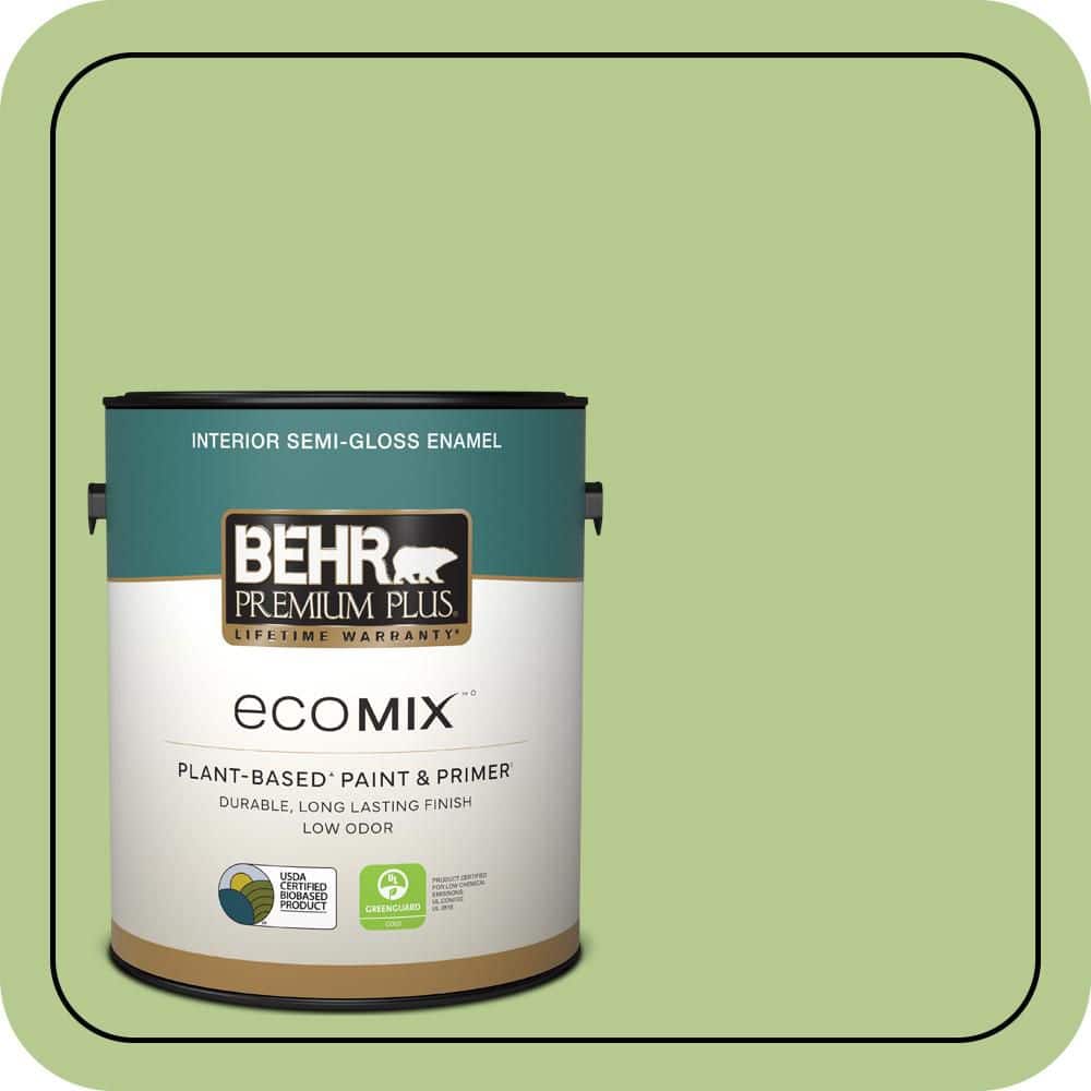 BEHR PREMIUM PLUS 1 gal. #420D-4 Marsh Fern Semi-Gloss Enamel EcoMix ...