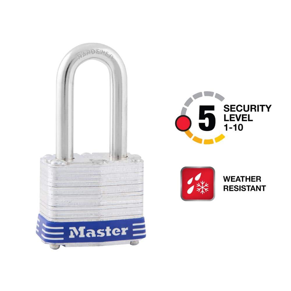 Master Lock Outdoor Padlock with Key, 1-9/16 in. W, 1-1/2 in. Shackle ...