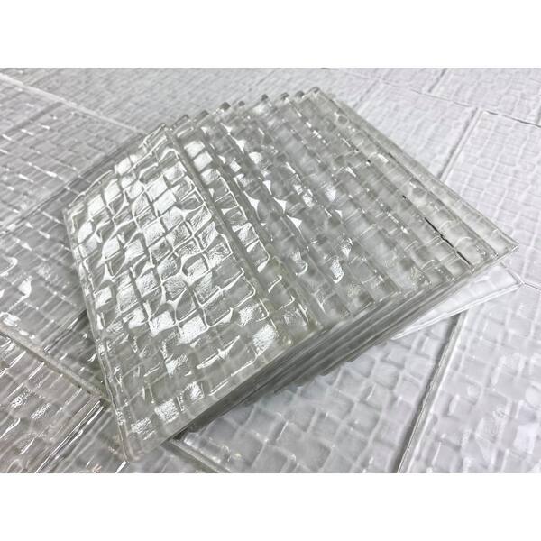 ABOLOS Coastal Style Glossy White 3 in. x 6 in. Textured Glass Tile ...
