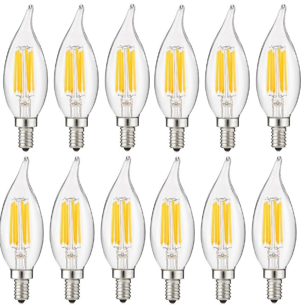 Sunlite 60-Watt Equivalent CA11 Dimmable Clear Flame Tip Filament LED ...