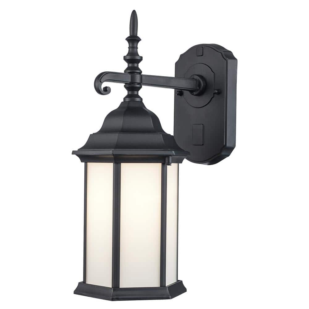 Bel Air Lighting Eldlight 15 in. 1-Light Black Outdoor Hardwired Wall ...