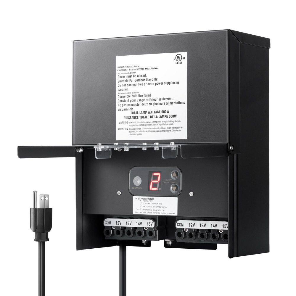 DEWENWILS Low Voltage 600-Watt Metal Landscape Lighting Transformer ...