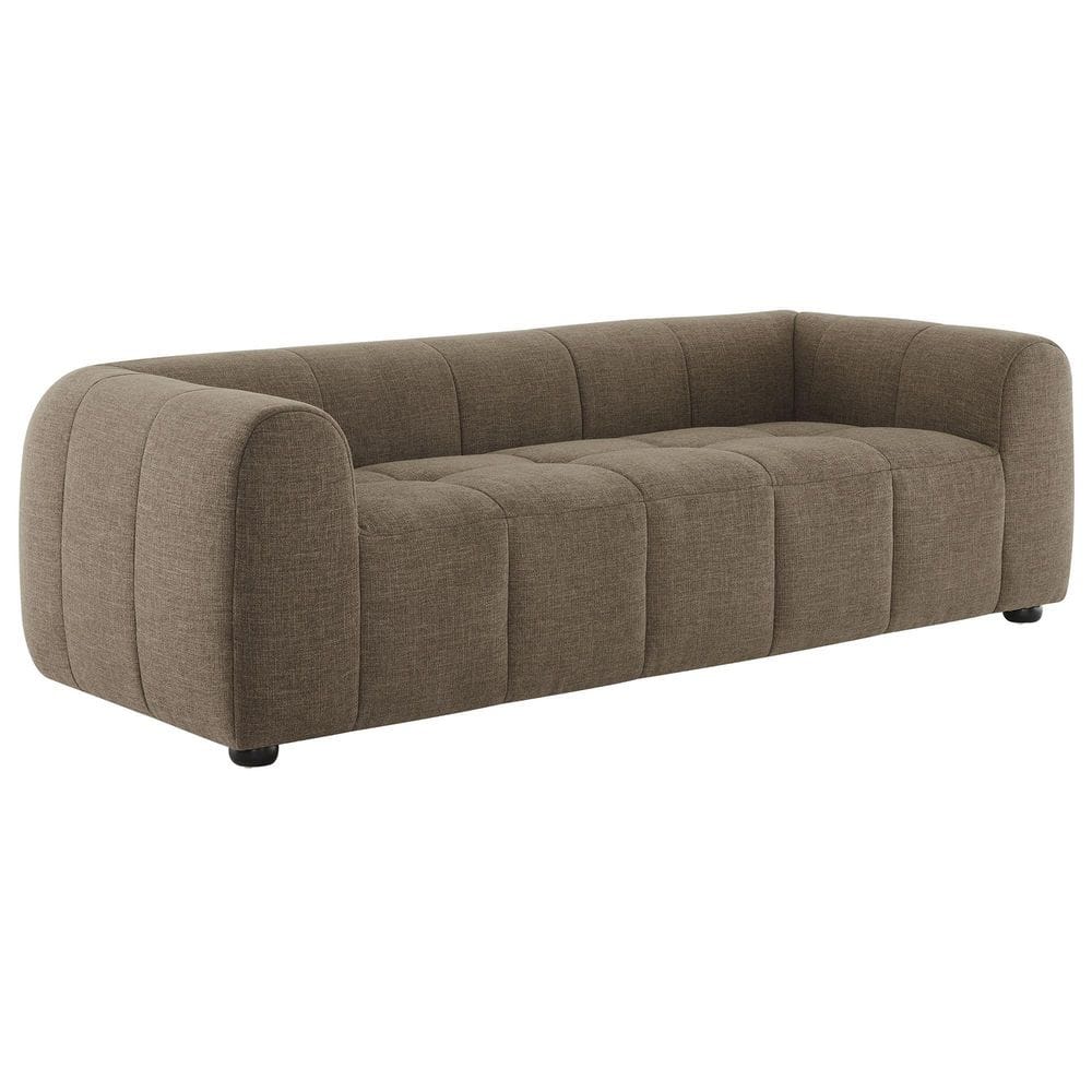 MODWAY Liana 86.6 in. Square Arm Fabric Rectangle Sofa in. Mocha Brown ...