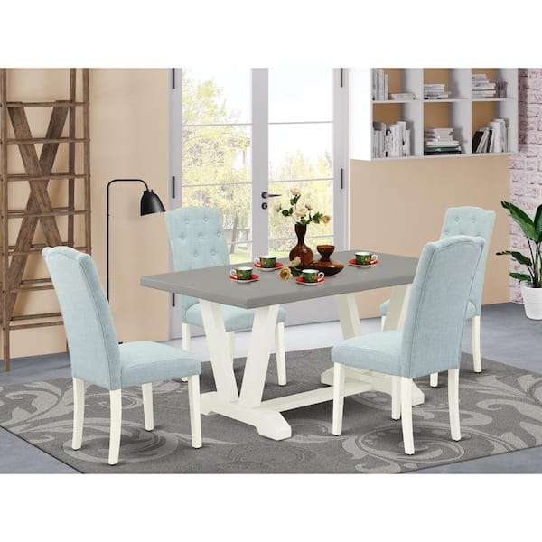 East West Furniture 5-Piece Rectangle Natural Oak Finish Solid Wood Top ...