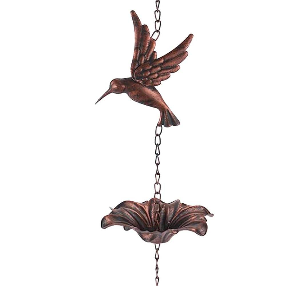 Phewnyzo 8.5 ft. Hummingbird Rain Chain Outdoor Decor Metal Rainwater ...