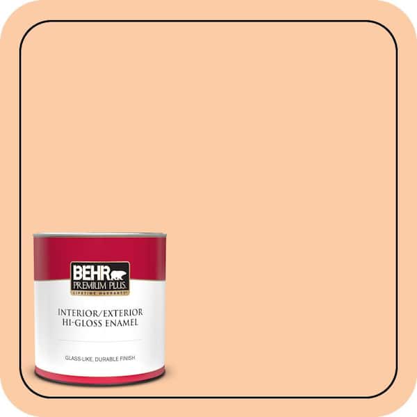 BEHR PREMIUM PLUS 1 qt. #270C-3 Coral Confection Hi-Gloss Enamel ...