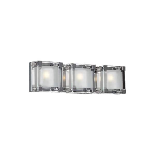 PLC Lighting 3-Light Polished Chrome Bath Vanity Light with Clear Glass ...
