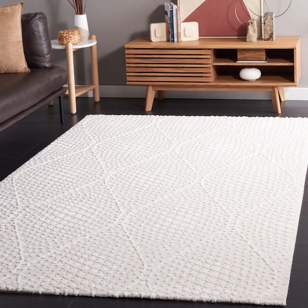 SAFAVIEH Revive 9 ft. x 12 ft. Ivory Solid Diamond Area Rug REV108A-9 ...