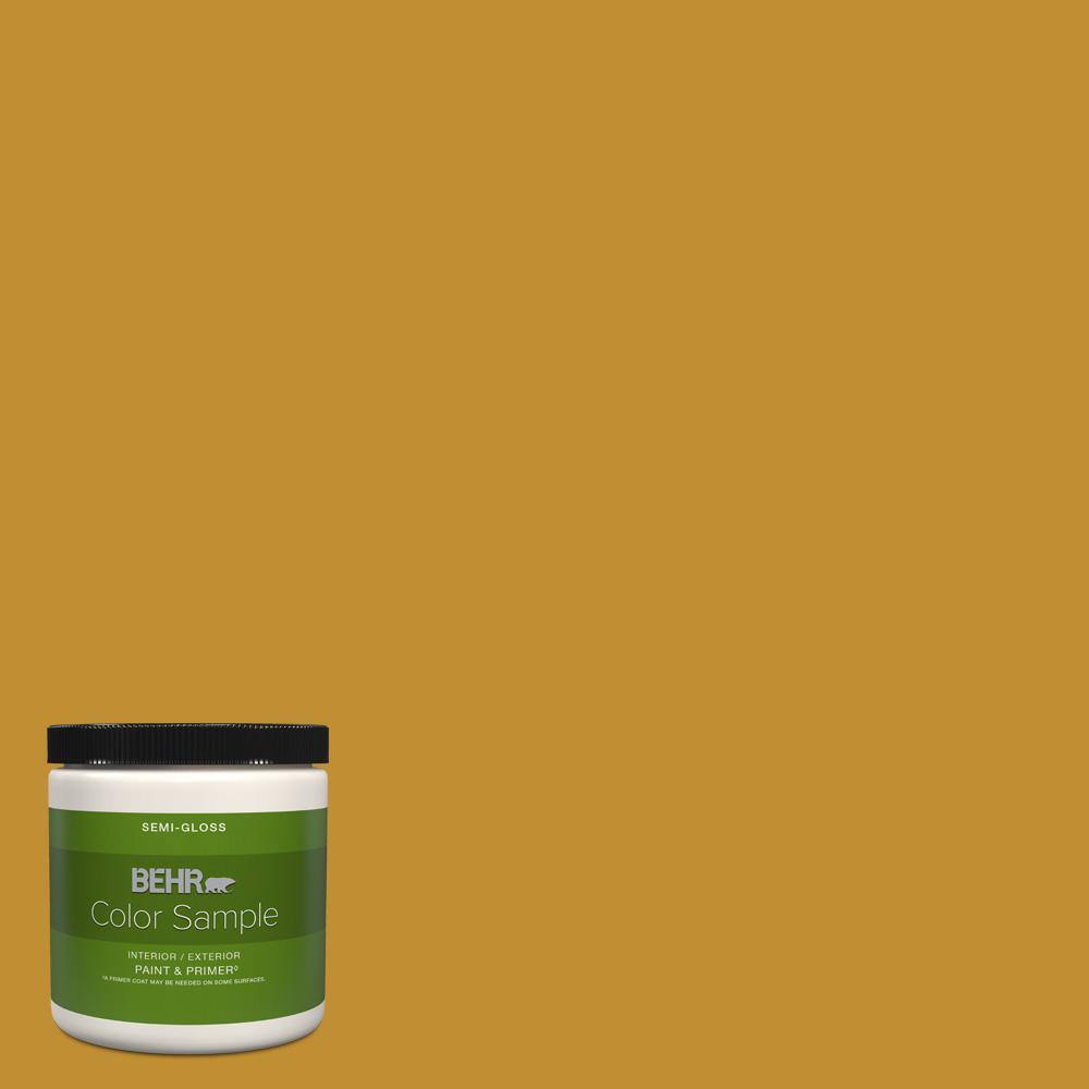 BEHR PREMIUM PLUS 8 oz. #M290-7 Turmeric Semi-Gloss Interior/Exterior ...