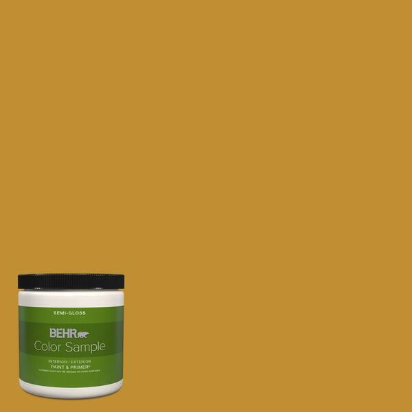 BEHR PREMIUM PLUS 8 oz. #M290-7 Turmeric Semi-Gloss Interior/Exterior ...