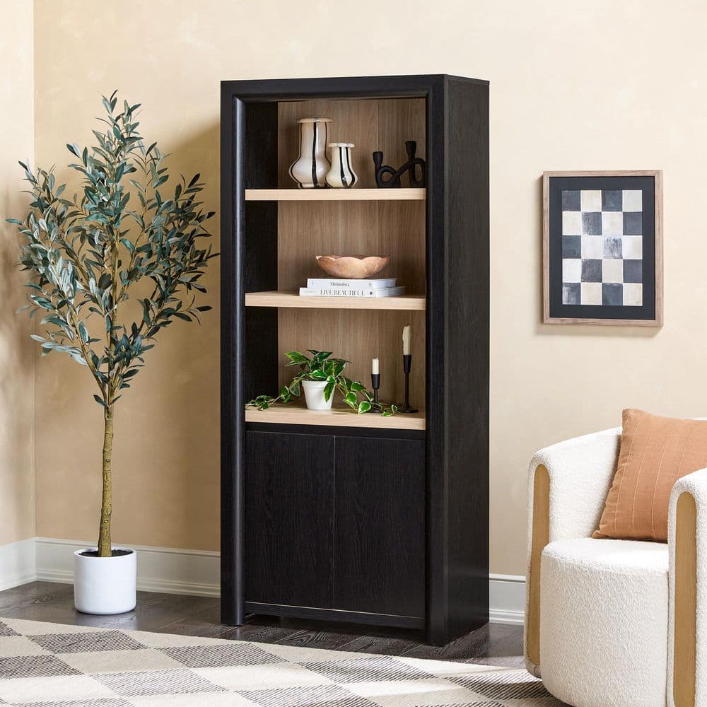 Walker Edison Furniture Company Amira 72.25 in. Tall Black Modern MDF 3 ...