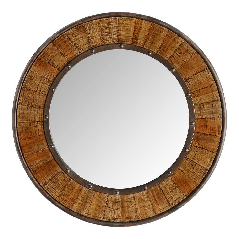 Home Decorators Collection Medium Round Farmhouse Accent Mirror with ...