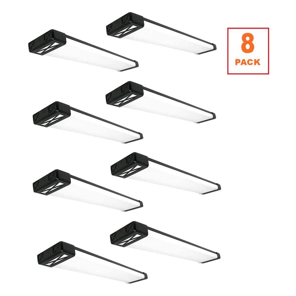 Commercial Electric 8-Pack 4 ft. Matte Black Decorative End Caps 5250LM ...