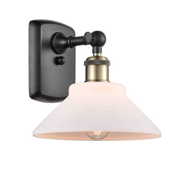 Innovations Orwell 1-Light Matte White, Black Antique Brass Wall Sconce ...