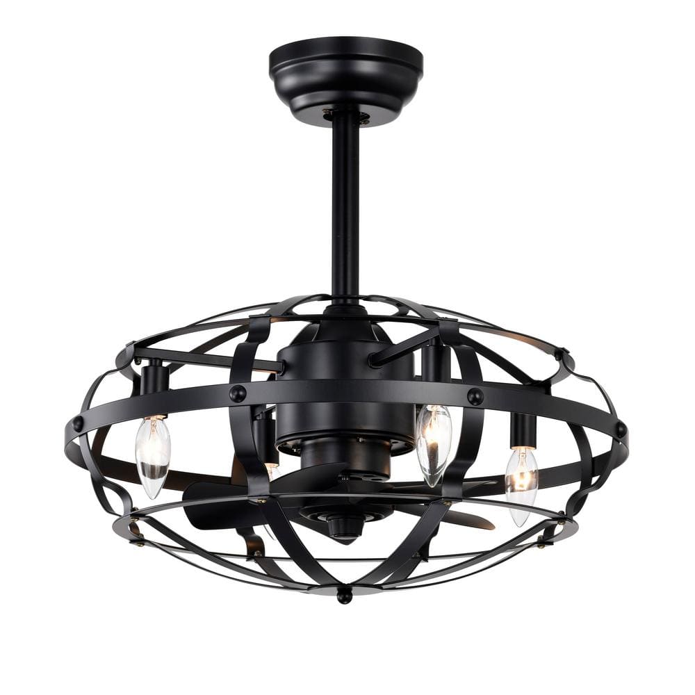 Staykiwi 21 in. Smart Indoor Matte Black Caged Ceiling Fan with Remote ...