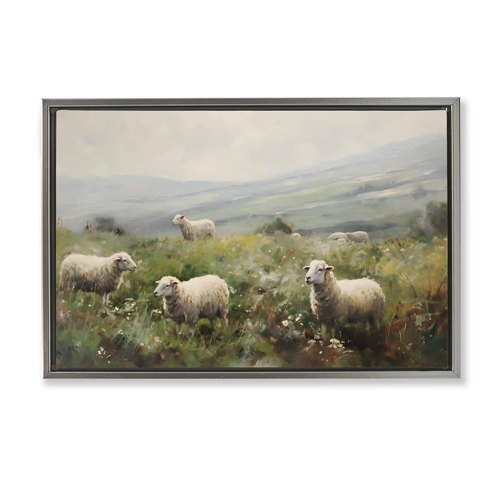Stupell Industries Misty Sheep Pasture by Petal Prints Design 1-Piece ...