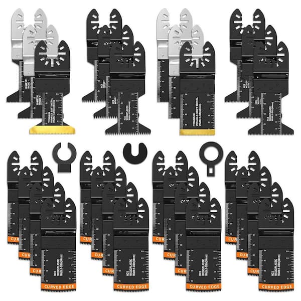 30 PCS Titanium Oscillating Saw Blades with Curved-Edge Design for Wood ...