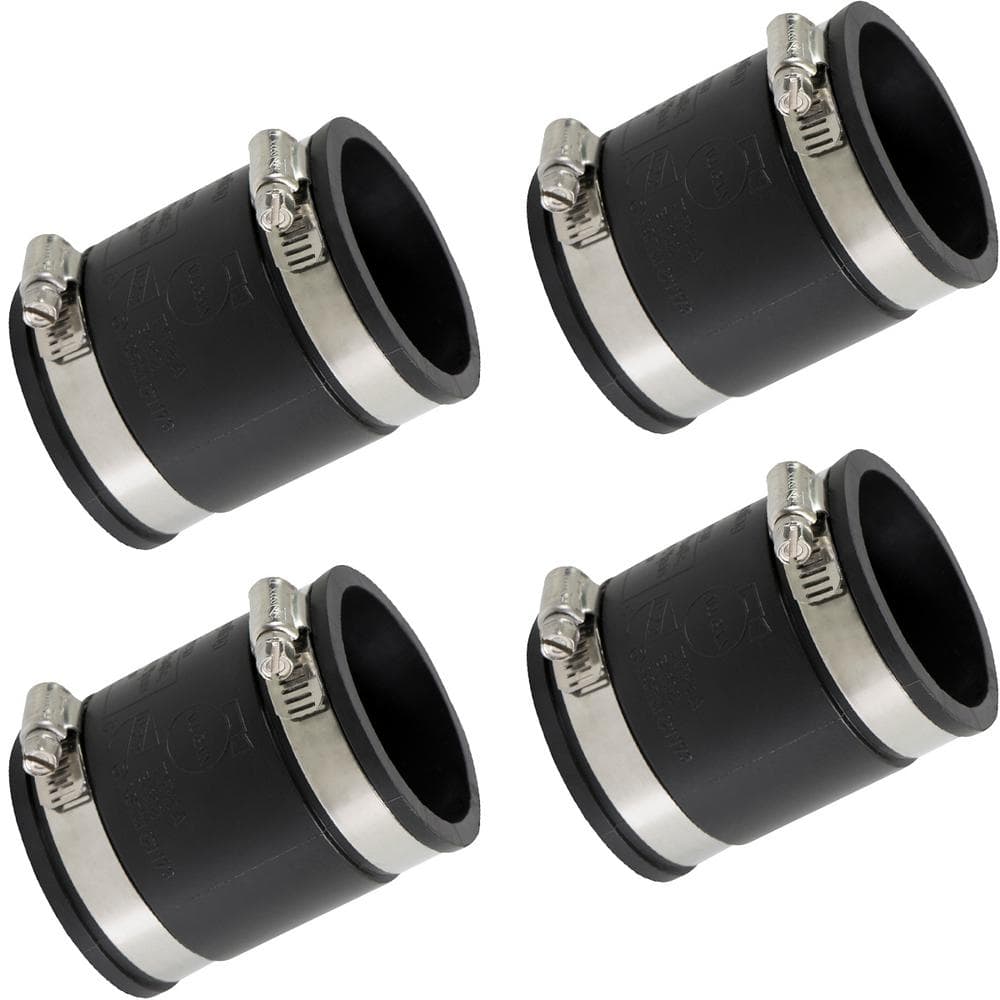 PLUMBFLEX 2 in. PVC Flexible Coupling with Stainless Steel Clamps (Pack ...