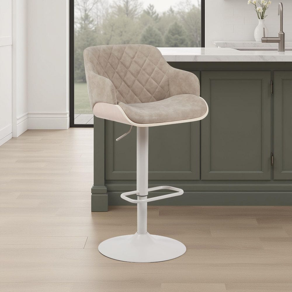 Armen Living Toby Adjustable Counter Height Wintage Taupe Upholstered ...