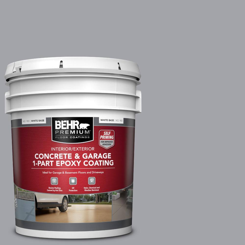 BEHR PREMIUM 5 gal. #N530-4 Power Gray Self-Priming 1-Part Epoxy Satin ...