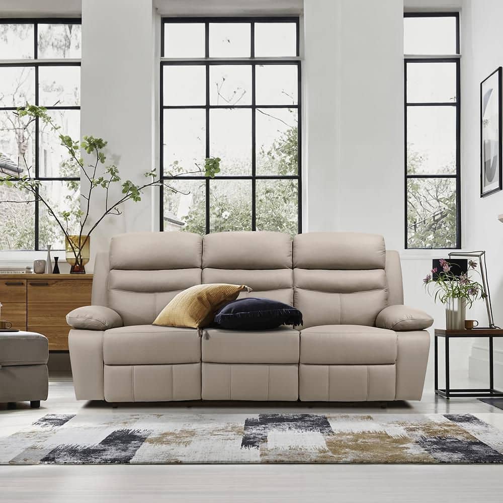 Lazzara Edelia 86.5 in. W Pillow Arm Leather Rectangle Manual Double ...
