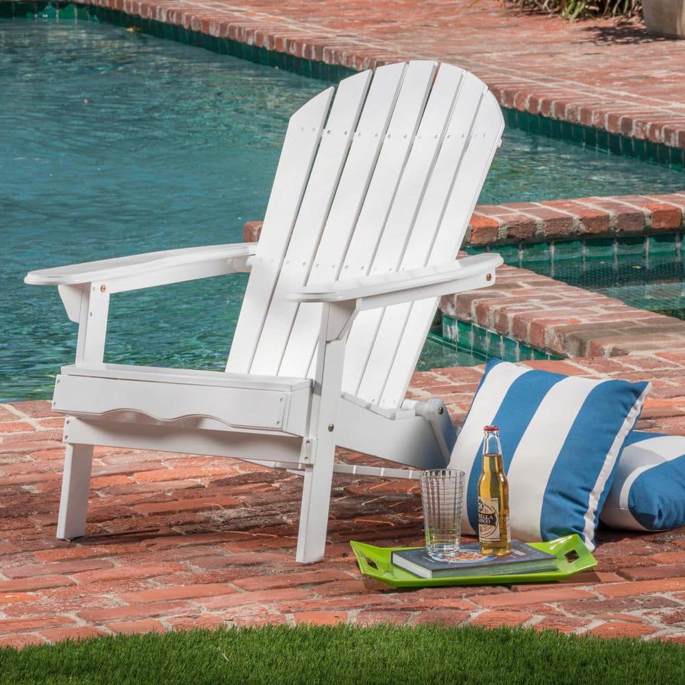 White Folding Wood Adirondack Chair Set of 1 CZY-24166-AK - The Home Depot