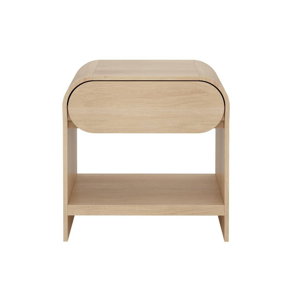 Nathan James Iris Light Oak 1-Drawer End Table with Storage, 22 in. W ...