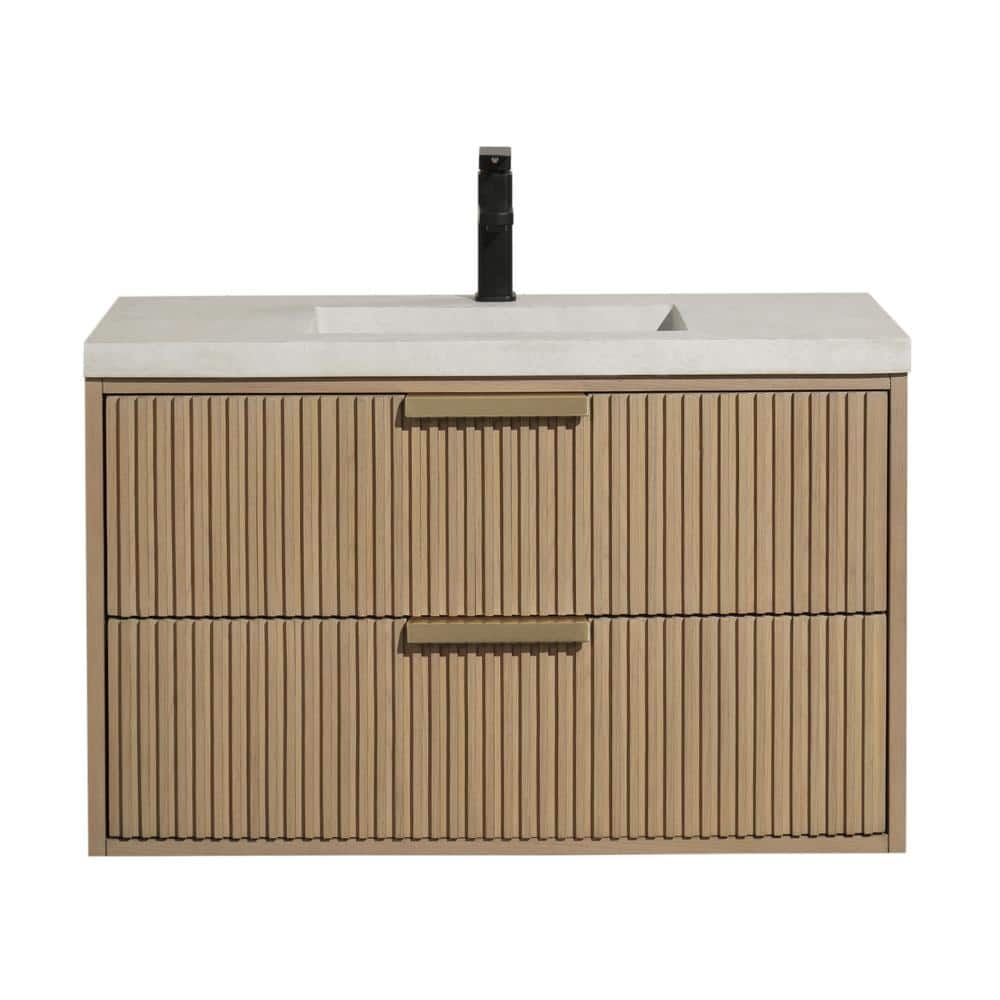 Ari Kitchen and Bath San Diego 36 in. W x 18.5 in. D Bath Vanity in Oak ...