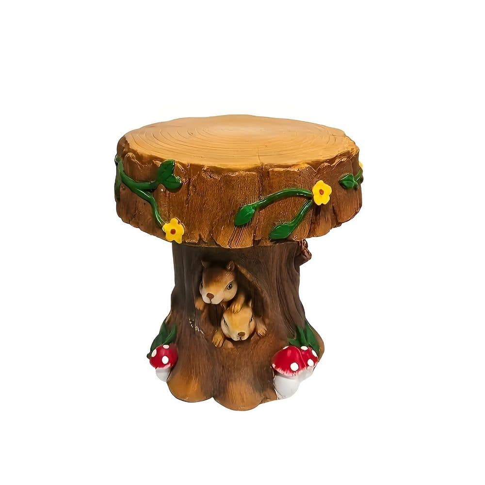 Ama pear Brown 13 in. Plastic Outdoor Side Table Resin Squirrel Garden ...