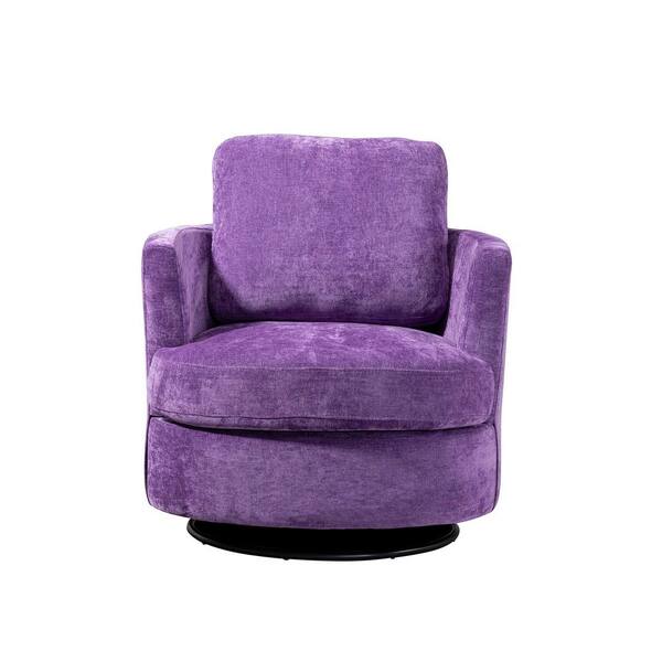 JASIWAY 31.9 in. W Purple Chenille Swivel Arm Sofa Chair J-W1298-055 ...