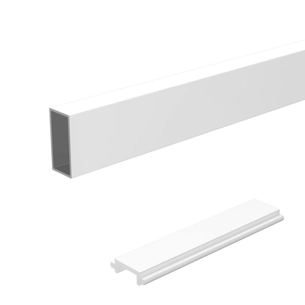 PEAK Aluminum Railing 4 ft. White Aluminum Deck Railing Wide Picket and ...