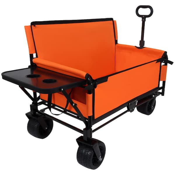 6.4 cu. ft. Steel Garden Cart, 3-in-1 Convertible Folding Wagon Cart ...