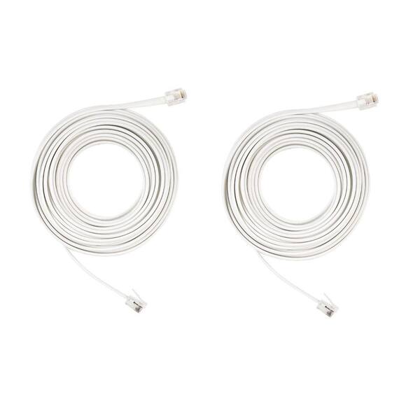 Commercial Electric 25 ft. Corded Phone Line, White (2-Pack ...