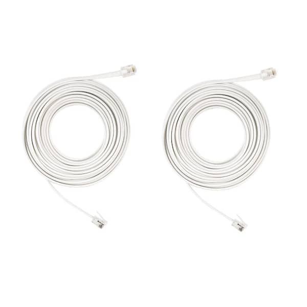 Commercial Electric 25 ft. Corded Phone Line, White (2-Pack ...