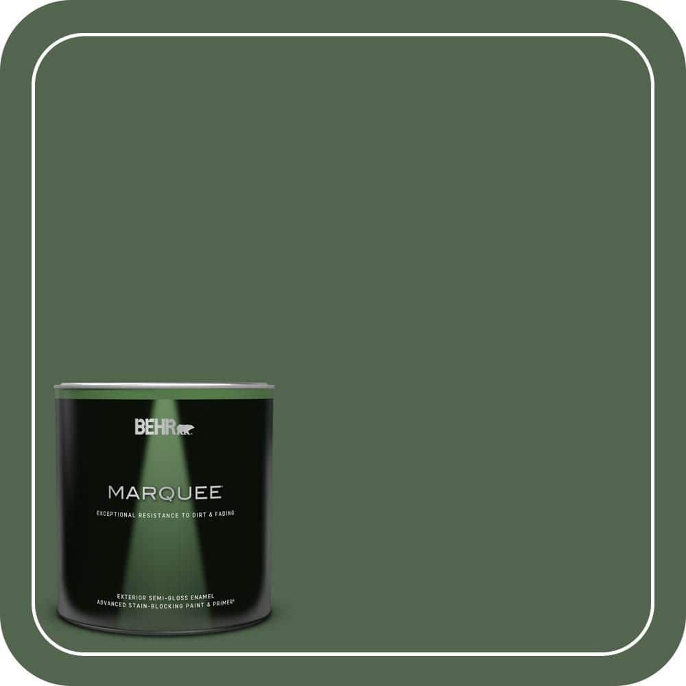 BEHR MARQUEE 1 qt. #S410-7 Equestrian Green Semi-Gloss Enamel Exterior ...