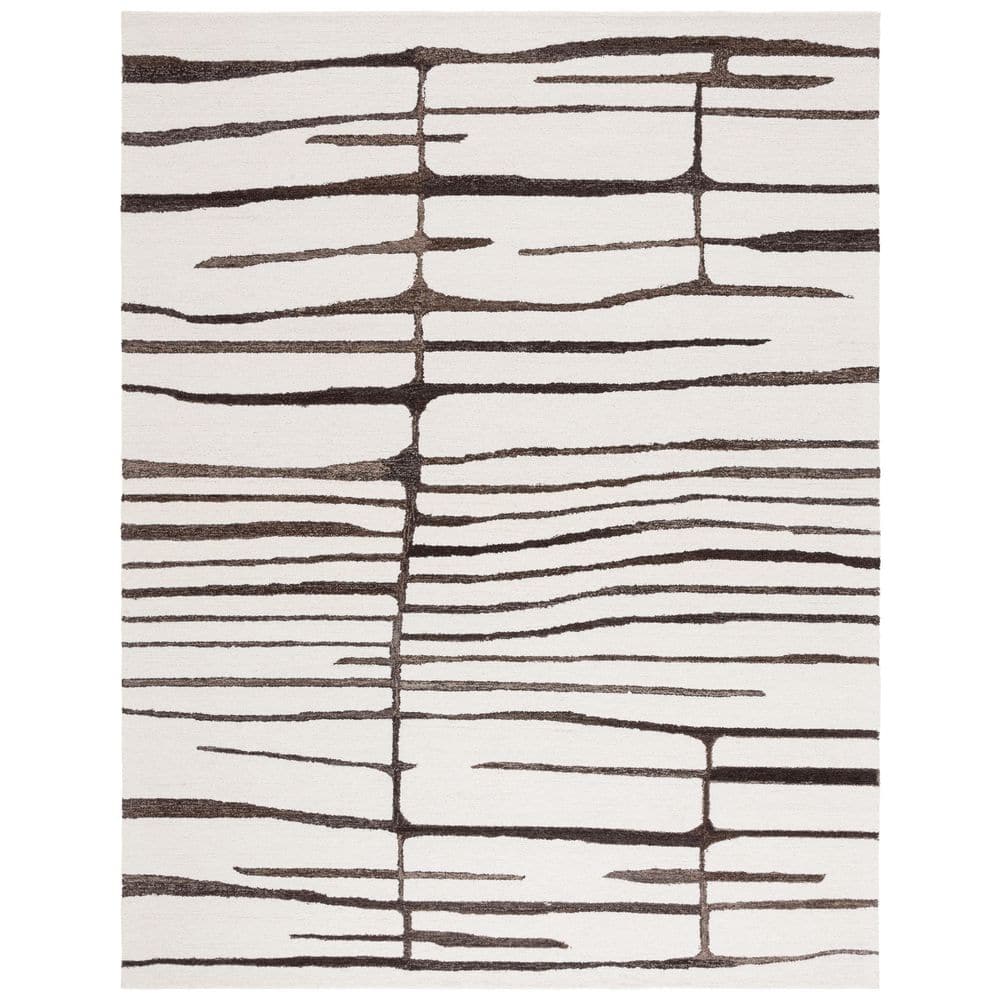SAFAVIEH Ebony 8 ft. x 10 ft. Ivory/Dark Brown Abstract Zebra Area Rug ...