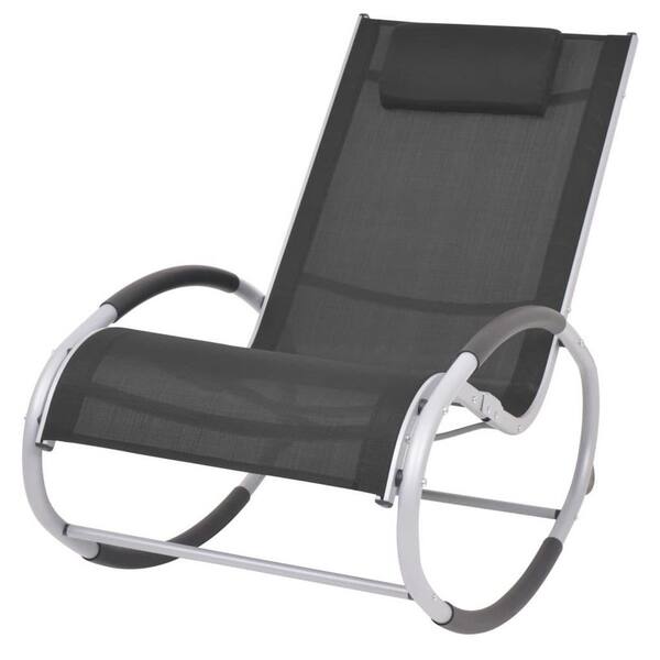 MOEPISY Black and Gray Metal Textilene Outdoor Rocking Chair 47781 ...