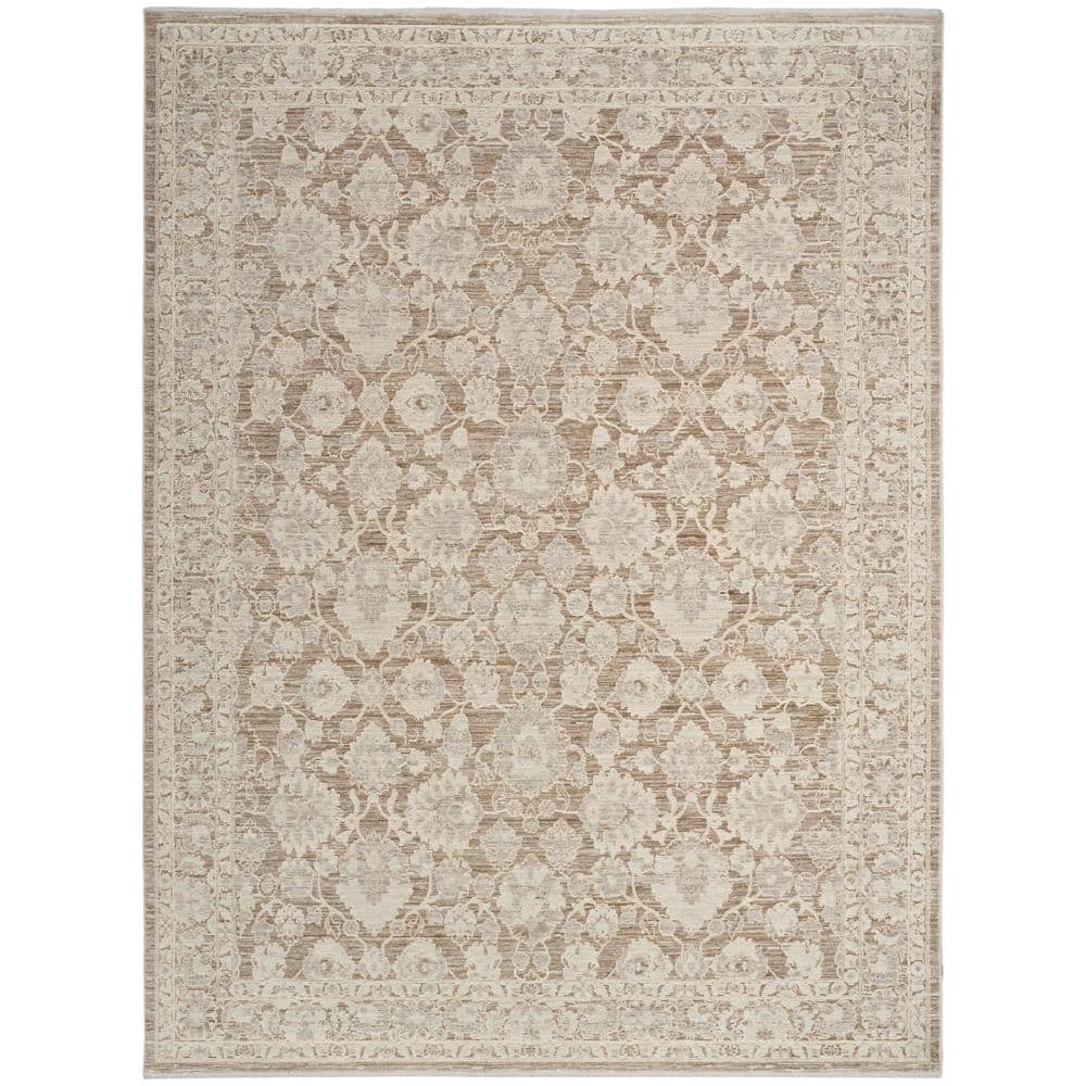 Nourison Outlines Ivory Mocha 10 ft. x 13 ft. Medallion Traditional ...
