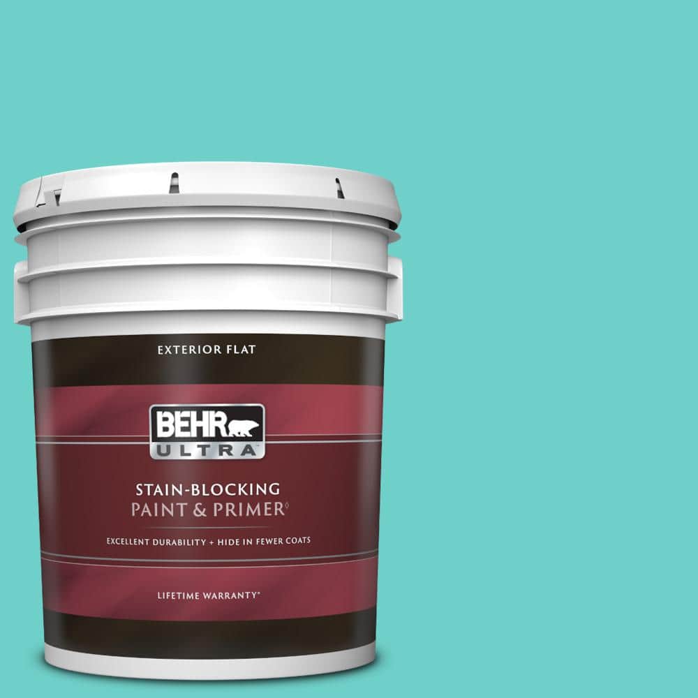 BEHR ULTRA 5 gal. #P450-4 Hidden Sea Glass Flat Exterior Paint & Primer ...